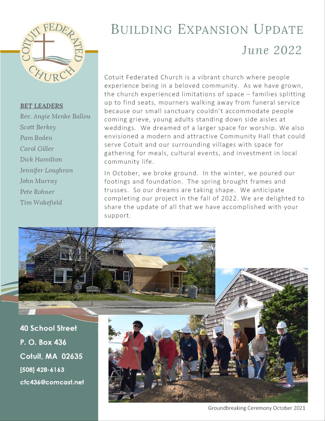 Building Expansion Update – Cotuit Federated Church