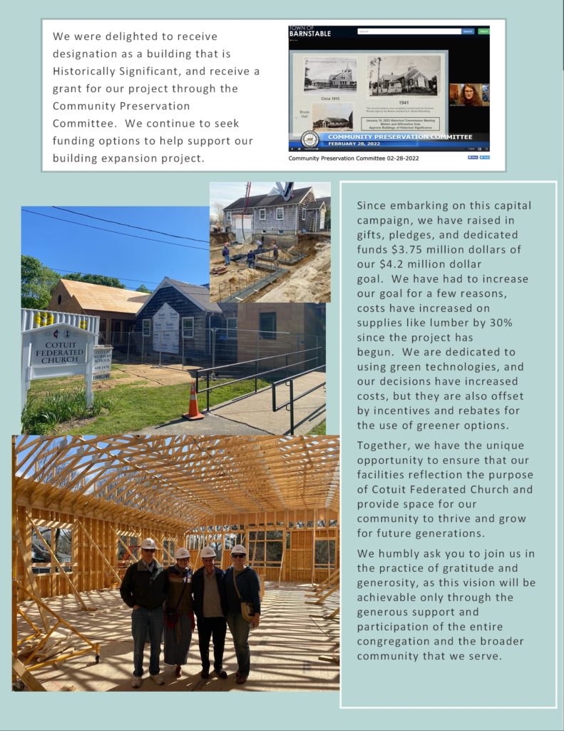 Building Expansion Update – Cotuit Federated Church